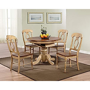 Sunset Trading Brook Dining Table, Distressed Two Tone Light Creamy Wheat with Warm Pecan Brown 42 in x 60 in x 30 in