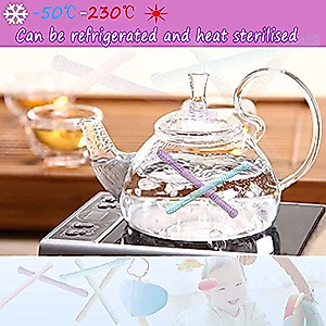 Hollow Teether Tubes, Honboom 5 Packs Soft Silicone Teething Tubes, Baby Soothing Teether Toy, Chew Straw Toy for Babies 0-12 Months with a Cleaning Brush, Dishwasher Safe (6.6in)