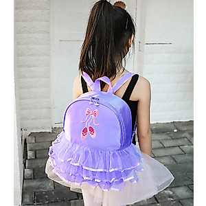 Z&X Girl's Ballet Dance Duffel Bags Ballet Shose Tutu Dress Dance Backpack with Lace for Ballerina Purple