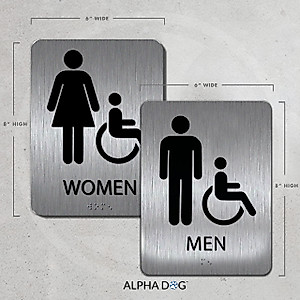 ALPHA DOG Bathroom Sign Bundle - Mens Womens Restroom Signs - Business Bathroom Signs - Men Women Restroom Sign - Durable Bathroom Door Sign for Any Space - Perfect Bathroom Door Signs for Your Office