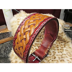 Dog Large Endless Knot Collar, Dog Lover Handstitched Collar, Padded Leather Dog Collar, Dog Collar Handmade Leather