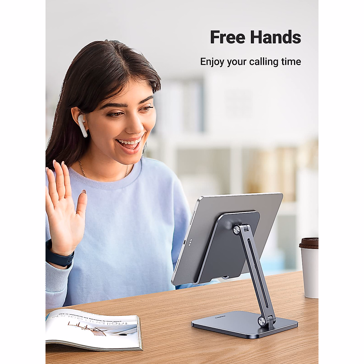 UGREEN Tablet Stand Compatible for iPad Desk Stand Holder Adjustable Aluminum Thicker Base Compatible with iPad Pro Air Mini 13 12.9 11 Inch Home Office Desk Accessories Grey