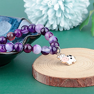 Cow Gifts for Cow Lovers Women Cow Bracelet Advice from a Cow Jewelry Cow Mom Gifts Cow Owner Gift (White)