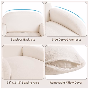 Giantex Accent Chair, Upholstered Arm Chair with Removable Pillow, Soft Padded Seat & Stable Metal Legs, Comfy Single Sofa Chair for Living Room, Bedroom, Waiting Room, Reception Room Office, White