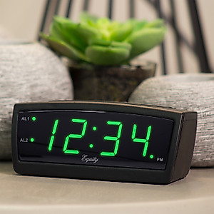Equity by La Crosse 30229 LED Digital Alarm Clock, 0.9-Inch, Green