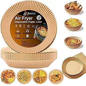 Air Fryer Liners, 120 Pcs Non-Stick Air Fryer Disposable Paper Liner, Water-proof, Oil-proof, Food Grade Parchment Paper for Air Fryer (7.9")