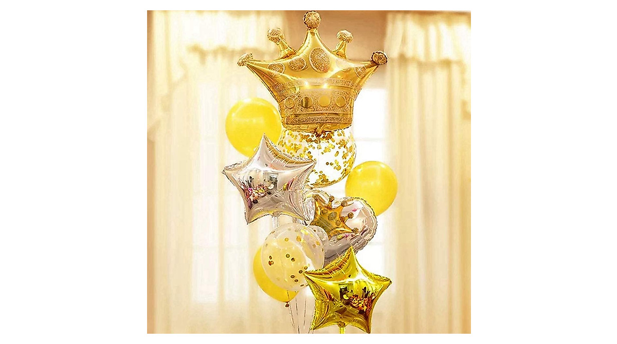 14PCS Gold Crown Balloons for Celebrations
