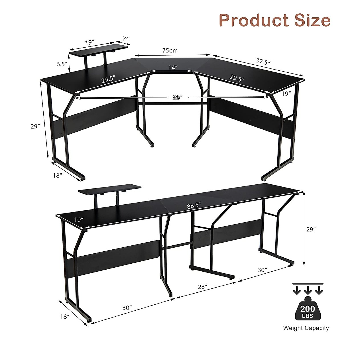 Tangkula L-Shaped Reversible Computer Desk, 2 Person Long Computer Workstation w/Movable Monitor Stand, Large Home Office Corner Desk for Working Writing Gaming (Natural)