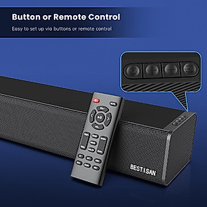 Sound Bar, BESTISAN 50 Watts Soundbar with HDMI, Optical, Coaxial, AUX, USB and Bluetooth Connection, DSP, Bass Adjustable, 16 Inch, Mountable