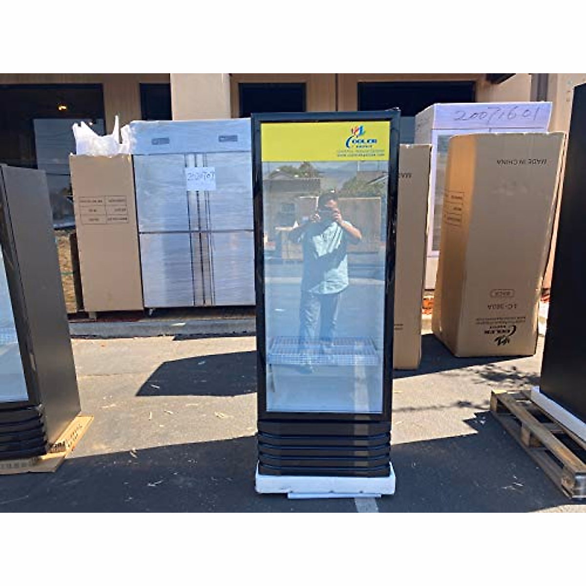 Commercial Refrigerator Glass 1-Door Merchandiser Display Cooler Case Fridge NSF Certified Display Cooler Case 64" Tall, 24" Width, 9.8 cuft, 280Liter, 110V, restaurant Kitchen LC-320A