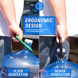 TERA PUMP TRDWH003 [ 2-Pack, Black ] Stable Ergonomic 5 Gal Water Bottle Handle, No More Tilting Water Jugs, Drinking Water Bottle Carrier for 5 to 6 Gallon Water Jugs (Water Bottle Lift)