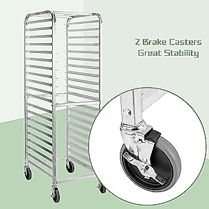 HALLY SINKS & TABLES H Bun Pan Rack 20 Tier with Wheels, Commercial Bakery Racking of Aluminum for Full & Half Sheet - Kitchen, Restaurant, Cafeteria, Pizzeria, Hotel and Home, 26" L x 20" W x 69" H