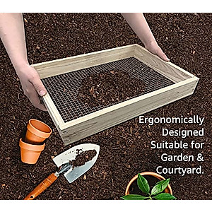 Soil Sifter, Dirt Sifter for Gardening, Compost Sifter, Garden Sieve, Light Wood Sifter for Rocks, Screen Sifter Top Soil/Peat Moss/Worm/Leaves/Loam Soil/Sand,Great Garden Tool for Plants & Vegetables