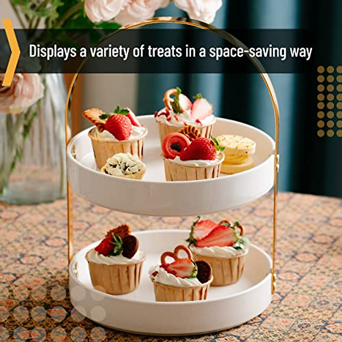 BTaT- Cake Stand 2-Tiers, White Porcelain, Cupcake Stand, Cupcake Holder, Cup Cake Tier Stand, Cupcake Stands, Cupcake Display Stand, Cupcake Tier Stand, Dessert Tray