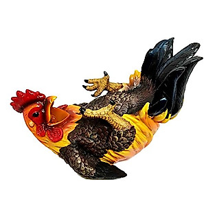 Ebros Country Farm Morning Sunshine Rooster Wine Holder Figurine 10.5" Long Chicken Hen Poultry Decor Bar Wine Cellar