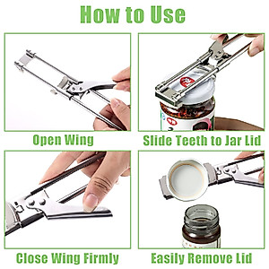 Jar Opener, Adjustable Jar Lid Opener Multifunctional Can Opener Stainless Steel Can Opener Manual Glass Jar Opener Bottle Opener Easy Jar Opener for Seniors Kitchen Gadgets