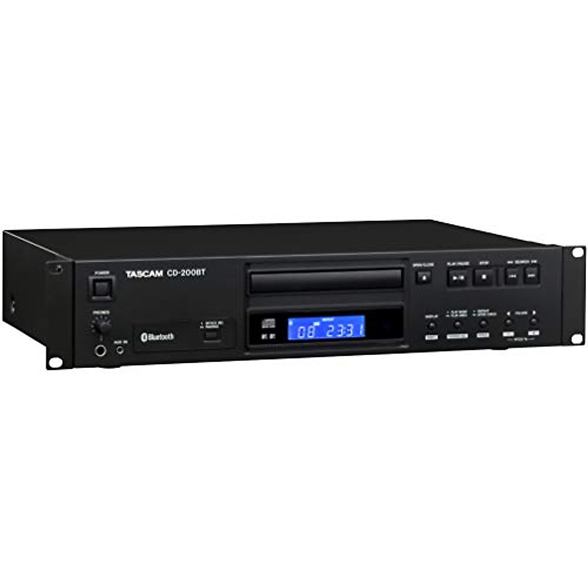 Tascam CD-200BT Rackmount Professional CD Player with Bluetooth Wireless & Hosa CPR-202 Dual 1/4" TS to Dual RCA Stereo Interconnect Cable, 2 Meters