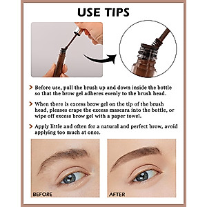 Waterproof Tinted Brow Gel-Long Lasting SmudgeProof Liquid Eyebrow Makeup,Eyebrow Mascara Tinted Brow Glue,Brow Filler Tint,Volumizing Enhance Brow Mascara,With Brow Razor Brush for Women-04Dark Brown