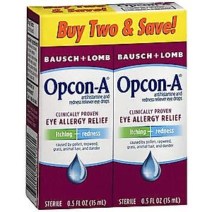 Bausch + Lomb Opcon-A Eye Allergy Relief Drops - 1 oz, Pack of 4