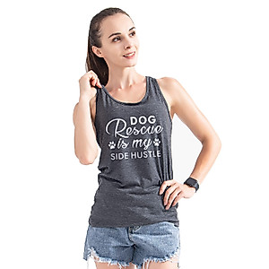 Funny Workout Tank Tops for Women|Burnout Racerback Fitness Gym Sleeveless Shirts|Dog Rescue is My Side Hustle G Grey