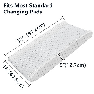 Aufisi Changing Pad Cover 2 Pack, Ultra Soft Minky Dots Plush Diaper Changing Table Sheets for Baby Boys and Girls Infants Unisex Breathable Wipeable, White and Dark Grey