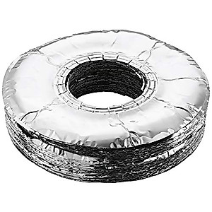 Aluminum Foil Round Gas Stove Burner Covers – Pack of 100 – Disposable Bib Liners for Kitchen Gas Range Top - Keep Your Gas Range Clean with DCS Deals Drip Pans - 7.5 x 7.5 x .5” Inch Hole: 3.25 inch