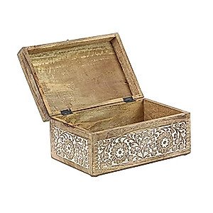 Deco 79 Mango Wood Floral Box with Hinged Lid, Set of 3 8", 10", 12"W, Brown