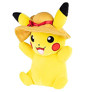 Pokémon 8" Pikachu Plush with Hat Accessory - Officially Licensed - Quality Soft Stuffed Animal Toy - Beach Hat with Poke Ball - Gift for Kids, Girls, Boys & Pokemon Fans