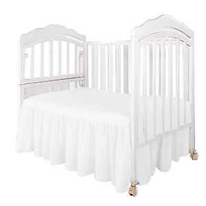 Thread Bond Crib Skirt 100% Microfiber-Durable Elegance for Baby Boys & Girls -Beautiful Ruffles for a Charming Finish -Soft Breathable-Easy On & Off Pleated with a 14” Drop (White Solid)