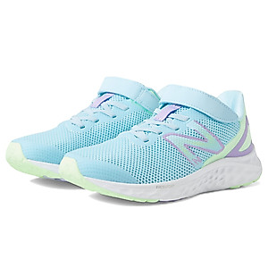 New Balance Boy's Fresh Foam Arishi V4 Hook and Loop Running Shoe, Bleach Blue/Green Aura/Lilac Glo, 2 X-Wide Little Kid