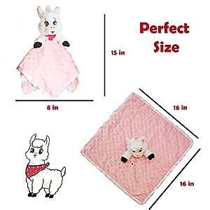 PICKY LLAMA Personalized Plush Stuffed Animal Snuggler Security Blanket 16 Inches (Personalized Pink Llama)