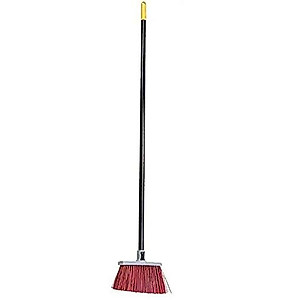 LAURALS Bulldozer Rough Surface Upright Broom, Handle 48-1/2-inch L, Red Bristle