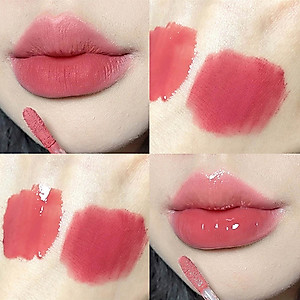 KWOLYKIM 2 In 1 Double Mirror And Matte Lip Gloss, Hydrating Lip Gloss with Essential oil, Liquid Shine Glossy Lip Tint, Hydrated & Fuller-looking Lips, Long-Lasting Sweet Lip Glaze