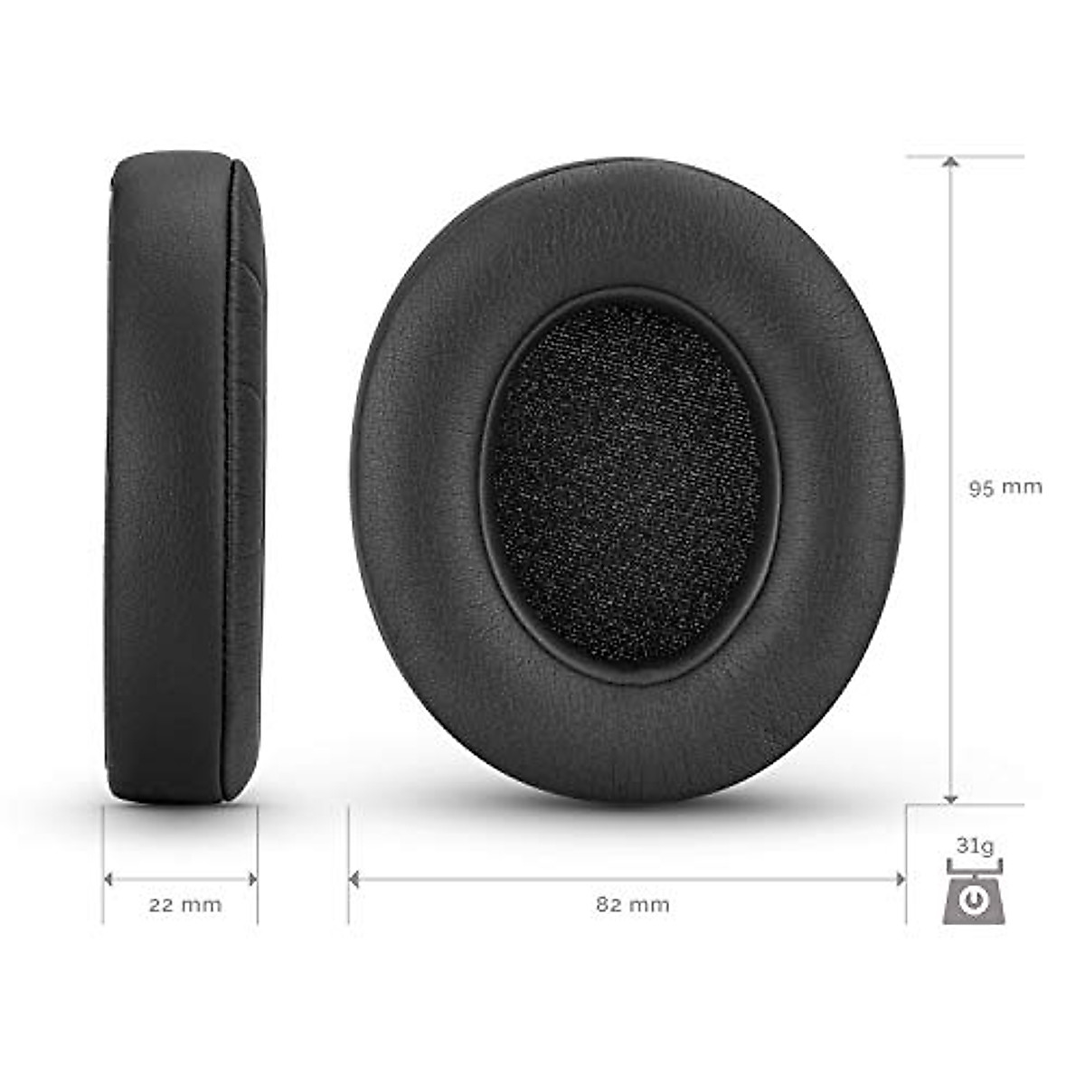 Brainwavz Replacements Ear Pads for Beats Studio 2 & Studio 3 Wired & Wireless Headphones, Earpads Made with Thick, Soft Memory Foam & Soft Vegan Leather (B0500, B0501) - Black