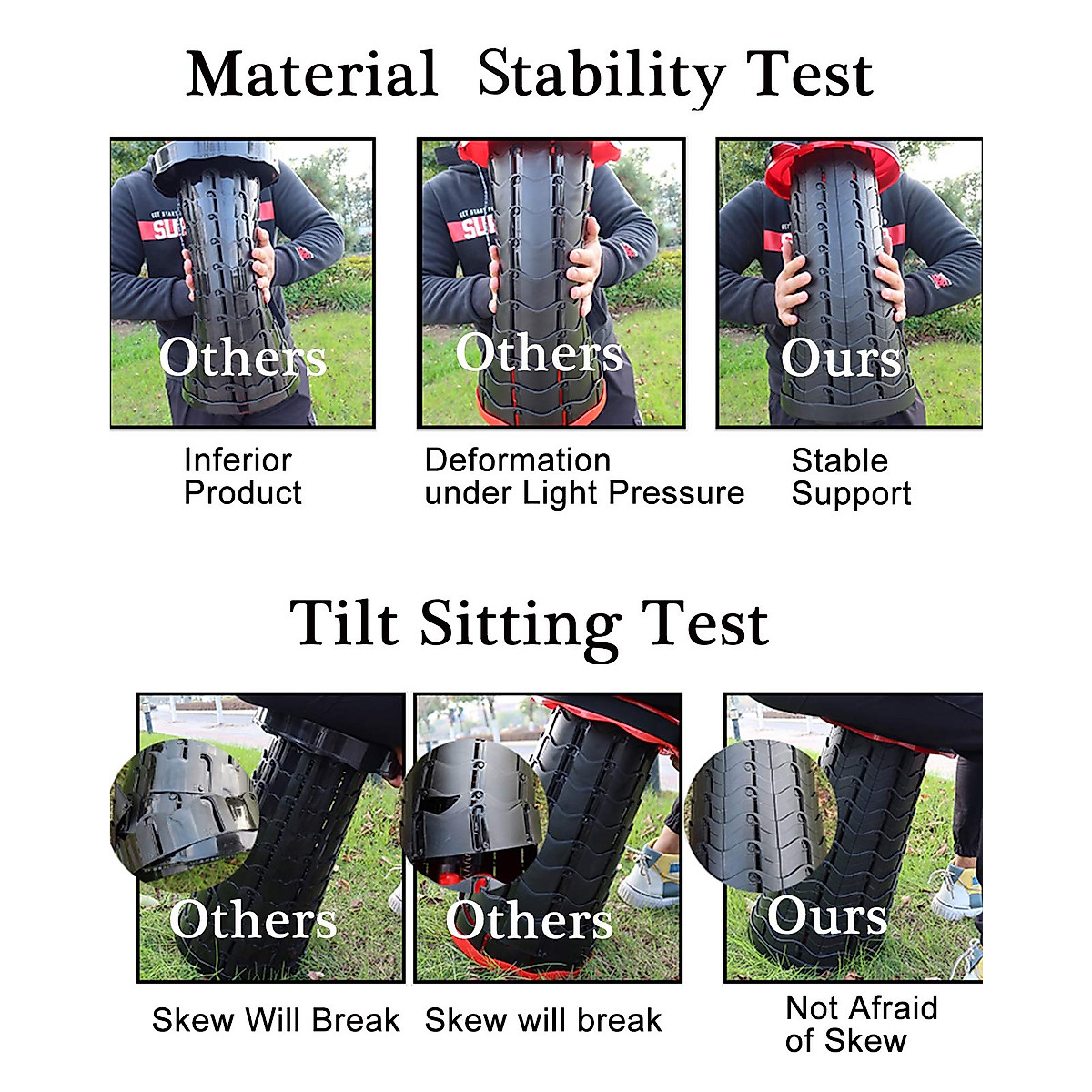 Arcwares Portable Charging Stool with Power Bank and USB Nightlight, Collapsible Retractable Folding Camping Stool Seat for Indoor Outdoor, 4400 mAh Charger for iPhone Android