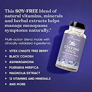 Staying Cool Menopause Supplements for Women – Hormonal Hot Flashes, Weight Support, Night Sweats – Vitex Chaste Tree & Black Cohosh Pills for Natural Relief – 60 Vegetarian Soft Capsules