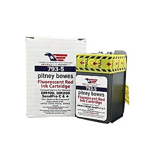 AMERICAN MAILING SOLUTIONS INC PB 793-5 Red Fluorescent Ink Cartridge Replacement for The SendPro and DM Series Postage Meters