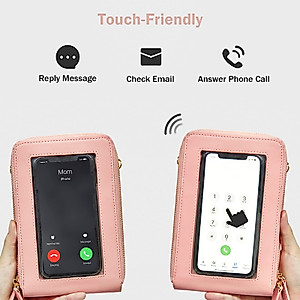 ECOSUSI Crossbody Bag Small Cell Phone Purse for Women Touchscreen Handbag Crossbody Purse with Detachable Wallet Pink