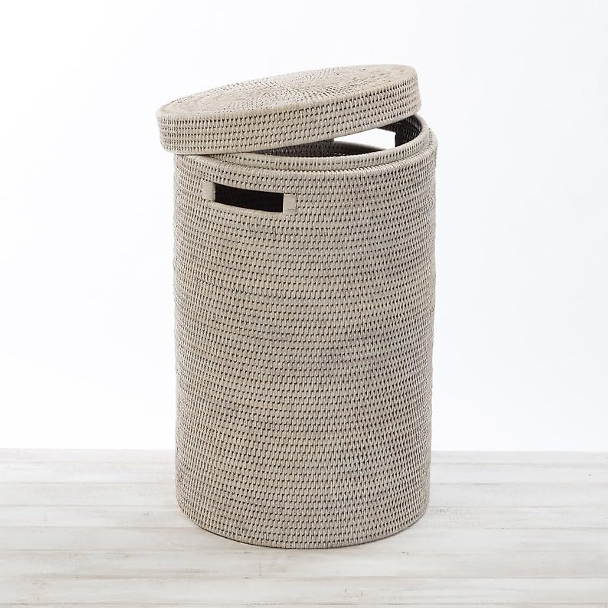 Rattan Tall Cylinder Laundry Basket/Laundry Hamper-DMY (Natural)