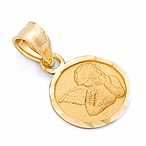 14k REAL Yellow Gold Religious Angel Charm Pendant