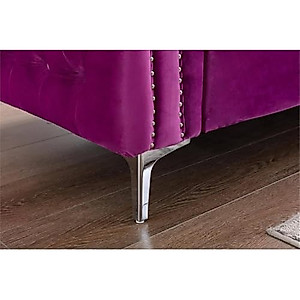 Legend Vansen Velvet Sofa sectional for Living Room with Ottoman Chaise Reversible L Shaped Couch Sleeper, 104", Violet