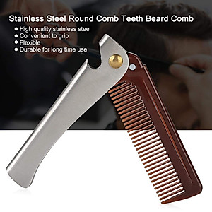 Beard Comb, Natural Wood Mustache Comb Folding Beard Comb for Combing Both Hair and Beard, 12x3.5x1cm