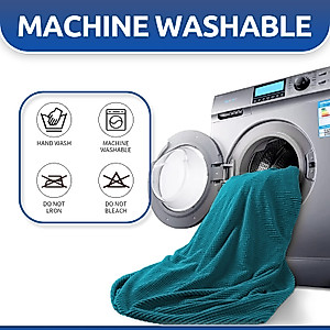 KEKUOU Stretch Oversized Sofa Slipcover 1 Piece Couch Sofa Cover (94"-110") Furniture Protector 4 Seater Sofa with Elastic Bottom for Kids,Pet.Jacquard Checked Pattern Fabric(X Large,Peacock Blue)