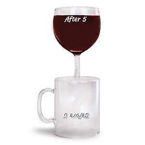 BigMouth Inc. The Before & After 5 Coffee & Wine Glass, 2-In-1 Reversible Novelty Coffee Cup & Wine Glass