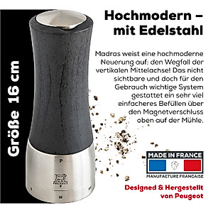 Peugeot - Madras u'Select Manual Pepper Mill - Adjustable Grinder - Stainless Steel & Beechwood, Graphite