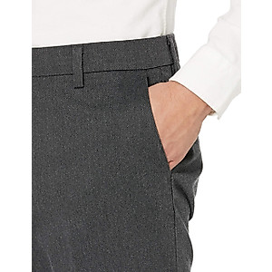 Dockers Men's Straight Fit Signature Lux Cotton Stretch Khaki Pant-Creased, Charcoal Heather, 36W x 32L