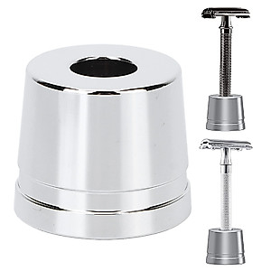 Safety Razor Base Holder, Men's Shaving Razor Stand Holder Wide Opening Alloy Universal Men Shaving Brush Drying Stand Toothbrush Holder for Bathroom Countertops Manual Razor Holder for Countertops