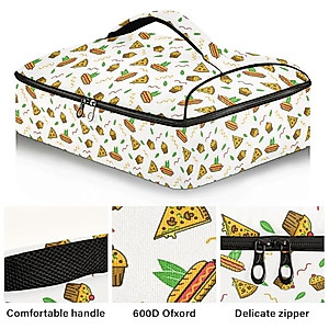 Kcldeci Insulated Thermal Food Carrier Insulated Casserole Carrier for Hot or Cold Food,Pizza Hot Dog Cake Insulated Tote Bag for Potluck Cookouts Parties Picnic,Lasagna Lugger