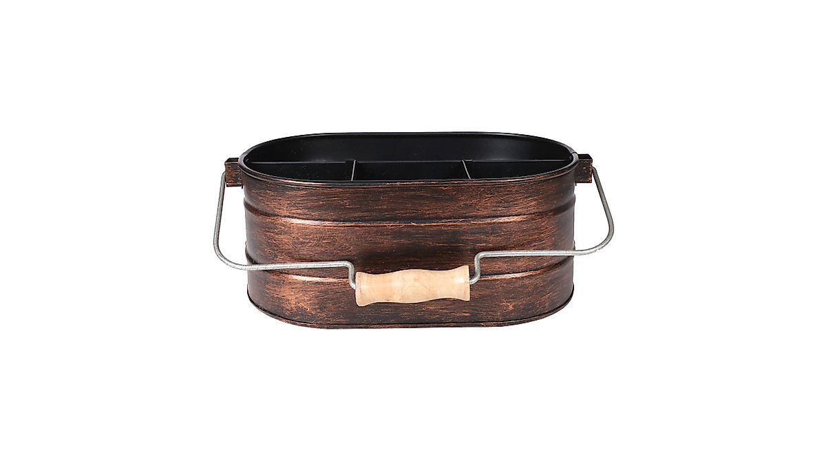 Homebia Designs Galvanized Metal Caddy - Rustic & Practical