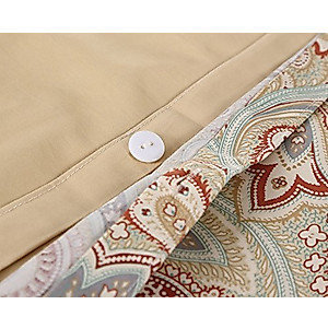 Softta Duvet Cover Set Paisley Bedding Design 800 Thread Count 100% Cotton 3Pcs,Queen Size,Khaki